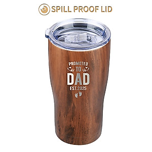 NUI LIVING Promoted to Dad Est 2025 Tumbler - New Dad Gifts Ideas - First Time Dad - Dad to Be - Daddy w/Newborn - Dads to be Present - Expecting Father Presents (Wood)