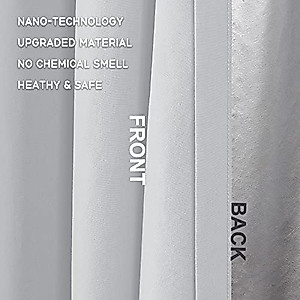INOVADAY White Blackout Curtains 84 Inches Long, Lightweight Room Darkening Curtains for Bedroom Living Room Grommet Top Black Out Window Drapes - Greyish White, W50 x L84, 2 Panels Set