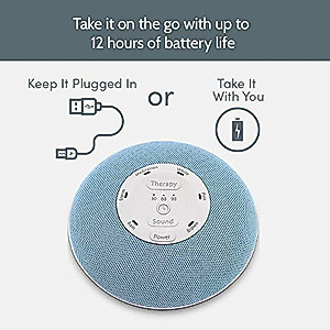 Homedics Deep Sleep Mini Portable Sleep Sound Machine, Blue, Sound Machine with 5 Soothing Sounds and 3 Sleep Therapy Programs, Rechargeable Sound Therapy for Home, Office, Nursery, Auto-Off Timer