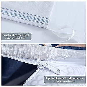 Aisbo Patterned Duvet Cover Queen Soft - Striped Brushed Microfiber Queen Duvet Cover with Zipper Closure, 3-Pieces Bedding Duvet Cover Sets 90x90 Inches with 2 Pillow Shams for Queen Size Bed