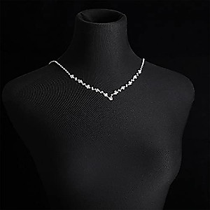 Yean Bride Silver Bridal Necklace Earrings Set Crystal Wedding Jewelry Set Rhinestone Choker Necklace for Women (A-Silver)