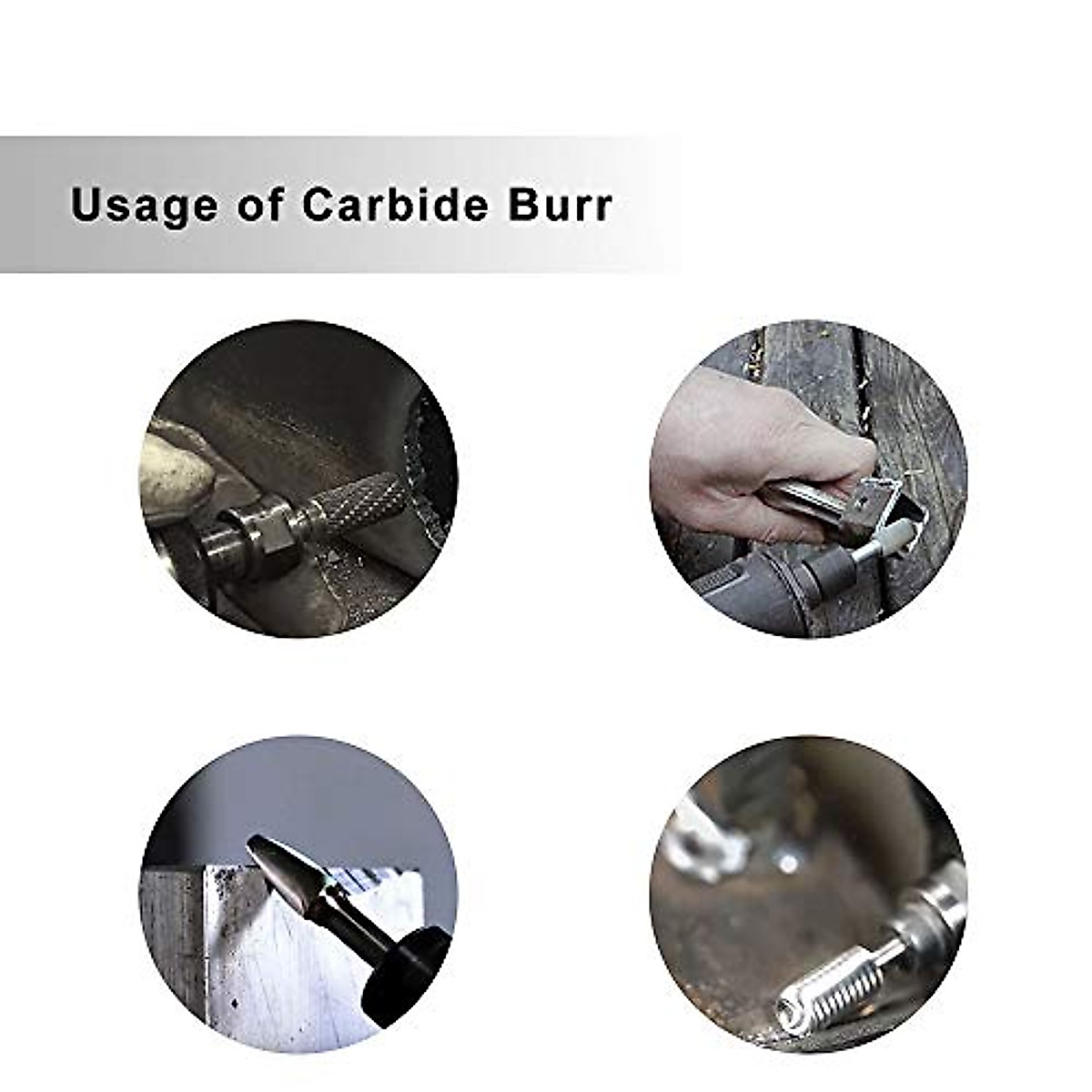 Carbide Burrs Set 5pcs JESTUOUS 1/4 Inch Shank Diameter Extended Long Double Cut edge Solid Tungsten Carbide Burr Rotery File for Die Grinder Bits Drilling