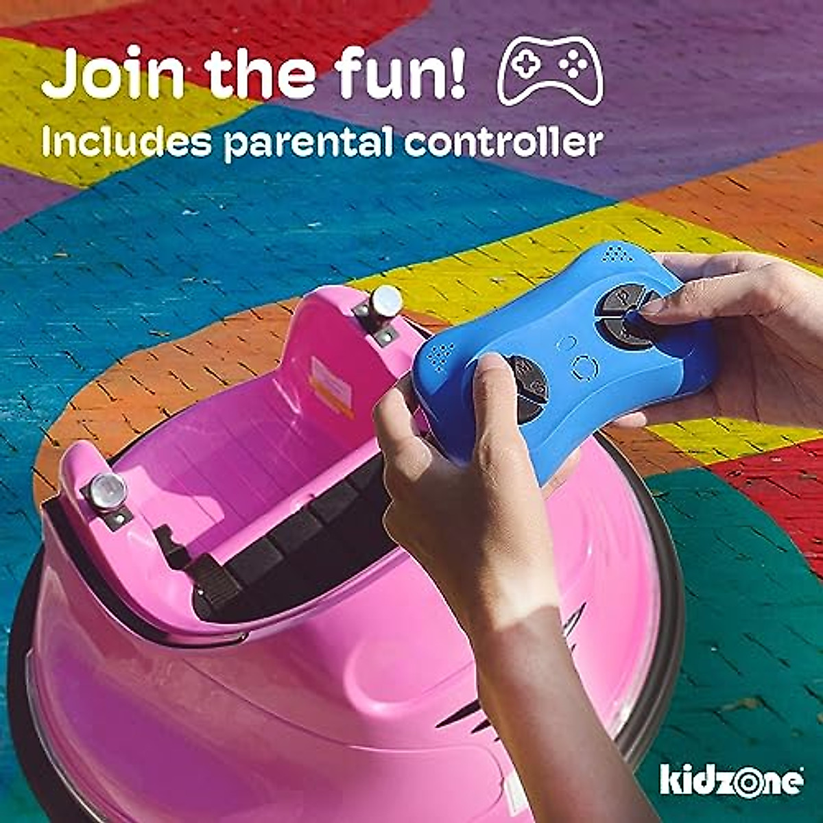 Kidzone 6V Electric Ride On Bumper Car for Kids & Toddlers 1.5-5 Years Old, DIY Sticker Baby Bumping Toy Gifts W/Remote Control, LED Lights & 360 Degree Spin, ASTM Certified