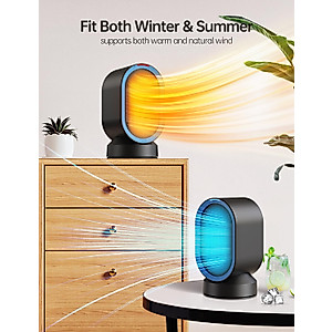 TABYIK Space Heater Indoor, Portable Heater 45° Oscillating Fast Electric Heater with 7 Safety Protections Small Space Heaters for Indoor Use Office Desk Home (Black)