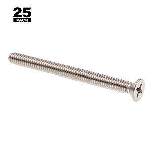 Prime-Line 9002108 Machine Screws, Flat Head, Phillips Drive, 1/4 In.-20 X 3 In., Grade 18-8 Stainless Steel (25 Pack)