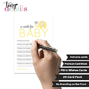 Paper Clever Party Yellow Elephant Wishes for Baby Shower Advice and Wish Cards Parents Keepsake Activity Gender Reveal Wishing Well Birthday Memory Ideas Pack of 20 4x6 Set