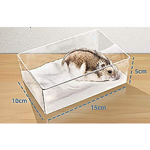 Cumuiu Hamster Sand Bathroom Clear Acrylic Toilet Tray Bathroom for Hedgehog Squirrel Hamster Guinea Pigs and Small Animal (Small)