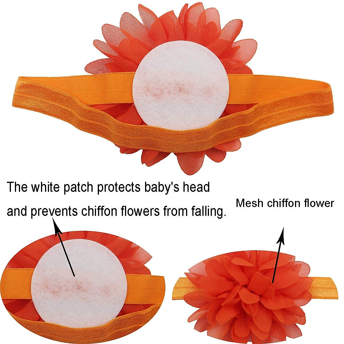 DED 30PCS Girls Headbands Chiffon Flower Bows Soft Strecth Bands Hair Accessories for Newborns Infants Toddlers and Kids