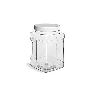 TFD Supplies 3 Pack Plastic Storage Tubs with Lids, EZ Grip, 64oz, 1/2 Gallon, Clear Plastic Storage Tubs with White Spin Lids