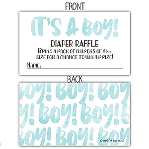 50 Blue Watercolor It’s A Boy Diaper Raffle Tickets - Boy Baby Shower Game
