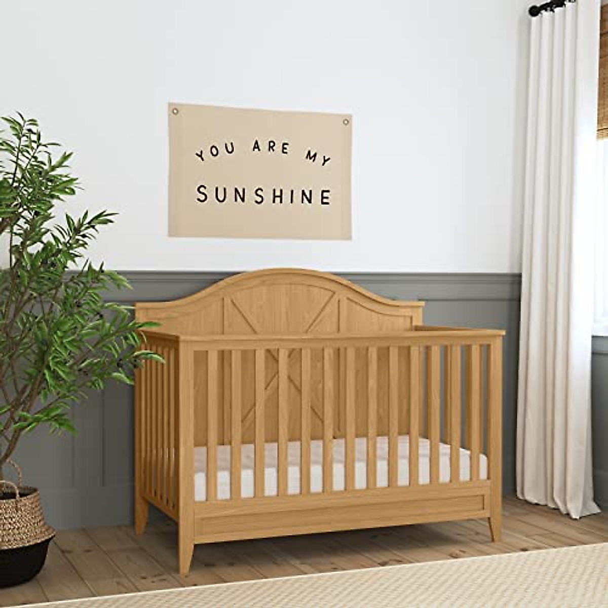 Davinci Sawyer Farmhouse 4-in-1 Convertible Crib in Honey, GREENGUARD Gold Certified