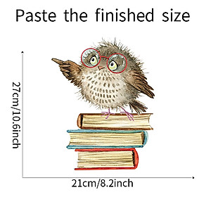 Funny Animal Wall Decals DIY Window Stickers Peel & Stick Wall Art for Kids Room Toddler Classroom Nursery Baby Bedroom Wardrobe Library Decor (Owl)