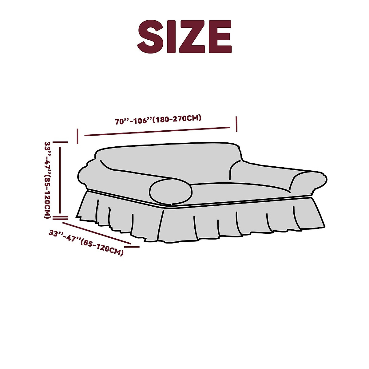 BLUESURGE Sofa Slipcover 1 Piece for 3 Cushion Couch Cover with Skirt, Durable Washable High Elastic Stretchable, Easy Fit Universal Furniture Protector (3 Seater, Maroon)