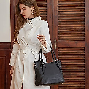 HESHE Women’s Genuine Leather Purse and Handbags Tote Top Handle Bags Crossbody Bag Hobo Purses Designer Satchel for Ladies