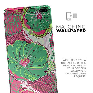 DesignSkinz Bright Pink and Green Flowers Protective Vinyl Decal Wrap Skin Cover Compatible with The Samsung Galaxy S20 (Screen Trim & Back Glass Skin)