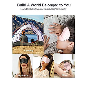 Luxtude Eye Mask for Sleeping, 1OO% Mulberry Silk Sleep Mask, Super Soft Satin Sleep Mask, Satin Eye Masks for Sleeping Blockout, Blindfold, Night Mask, Eye Cover, Eye Shades for Women Men, 2 Pack