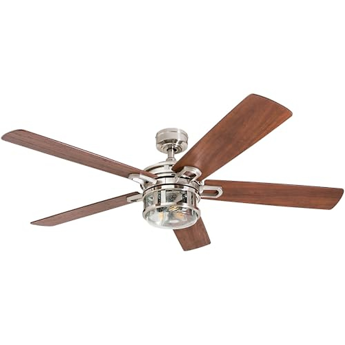 Honeywell Ceiling Fans Bonterra, 52 Inch Contemporary Indoor LED Ceiling Fan with Light and Remote Control, Dual Finish Blades, Reversible Motor - Model 50610-01 (Brushed Nickel)
