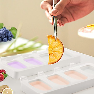 Perthlin 4 Pieces Ice Cream Mould ice lolly Mold Silicone Ice Cream Mold 4-Cavity Cake Pop Molds Baking Molds with 200 Pieces Sticks for Homemade Treats (White)