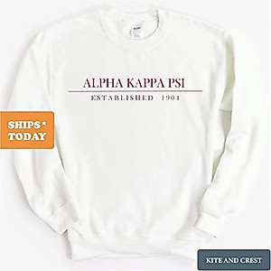 Alpha Kappa Psi Boyfriend Sweatshirt - Fraternity Crewneck Sweatshirt White