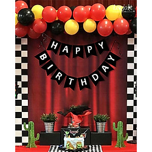 Black Happy Birthday Banner Theme Birthday Party Supplies Garland Decorations Birthday Signs Nursery Hanging Decor 13pcs