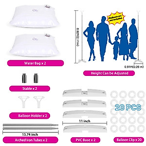 Toosci 2 Sets Adjustable Balloon Column Stand Kit, Metal 9 Feet Balloon Stands for Floor, Balloon Tower Decorations for Baby Shower Graduation Birthday Wedding Party