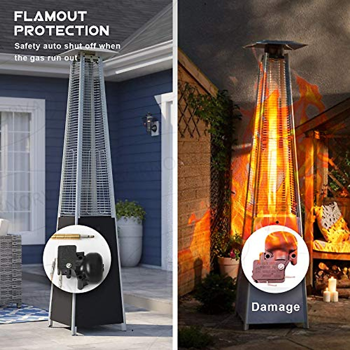 GORNORVA Patio Gas Heater Repair Replacement Parts for Room Heaters Garden Outdoor Heaters with Thermocouple&Pour Switch Controls