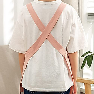 Kids Cotton Cross Back Aprons Children Chef Pure Child Apron with 2 Pockets for Baking Painting Cooking (Pink, One Size)