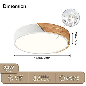 Vikaey Modern Flush Mount Ceiling Light & White Dimmable LED Ceiling Light