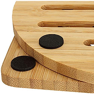 Lawei 8 Pack Bamboo Trivets with Dish Rack - Bamboo Trivet Mat Bamboo Hot Pads Trivet for Hot Dishes, Pot, Bowl, Teapot