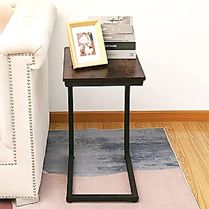 AZL1 Life Concept Utility Sofa End Living Room, Vintage Accent Couch Side Pocket, C Shaped Table for Coffee Snack Laptop