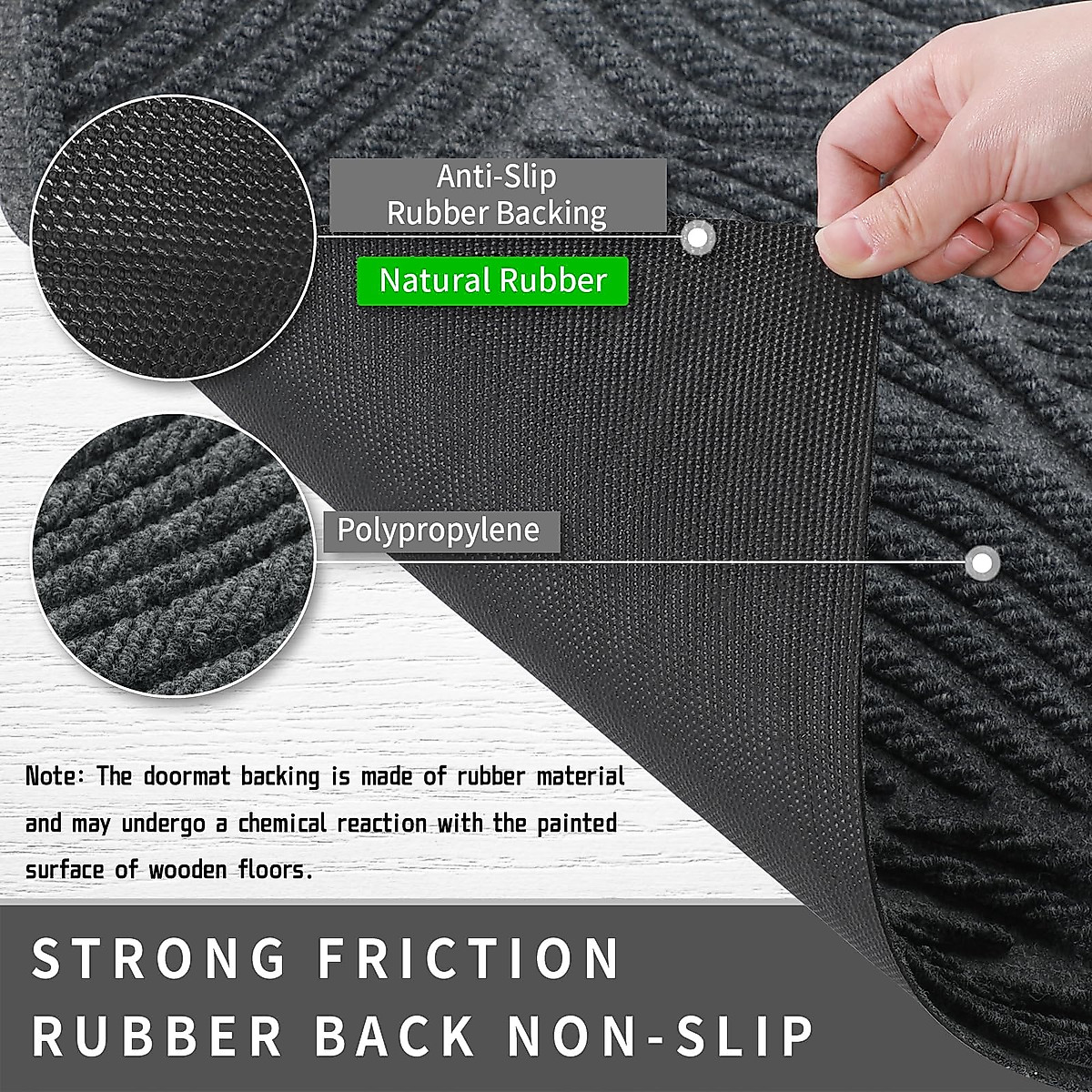 Yimobra Front Door Mat Outdoor Entrance, Ultra Water Absorbent, Heavy Duty Patio Guard Welcome Matt, Non-Slip Rubber Backing, Easy Clean Shoe Scraper, Indoor, Entryway, 47x24 Inch, Dark Grey