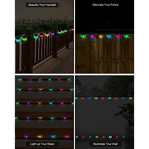 16 Pack Solar Deck Lights Fence Solar Lights Waterproof LED Solar Step Light, 2 Lighting Modes, Warm White/Color Changing, Outdoor Step Light for Patio, Steps, Pool, Railing, Stairs Decoration