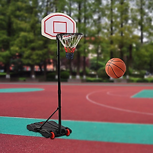Basketball Hoop 5.8ft-7ft Height Adjustbale Basketball Stand with 2 Wheels Portable Basketball System Basketball Equipment for Indoor Outdoor