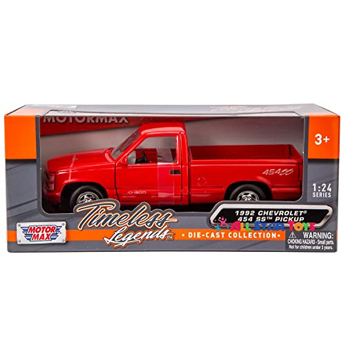 1992 Chevy 454SS Pick Up Truck, Red - Showcasts 73203 - 1/24 Scale Diecast Model Car by Motor Max