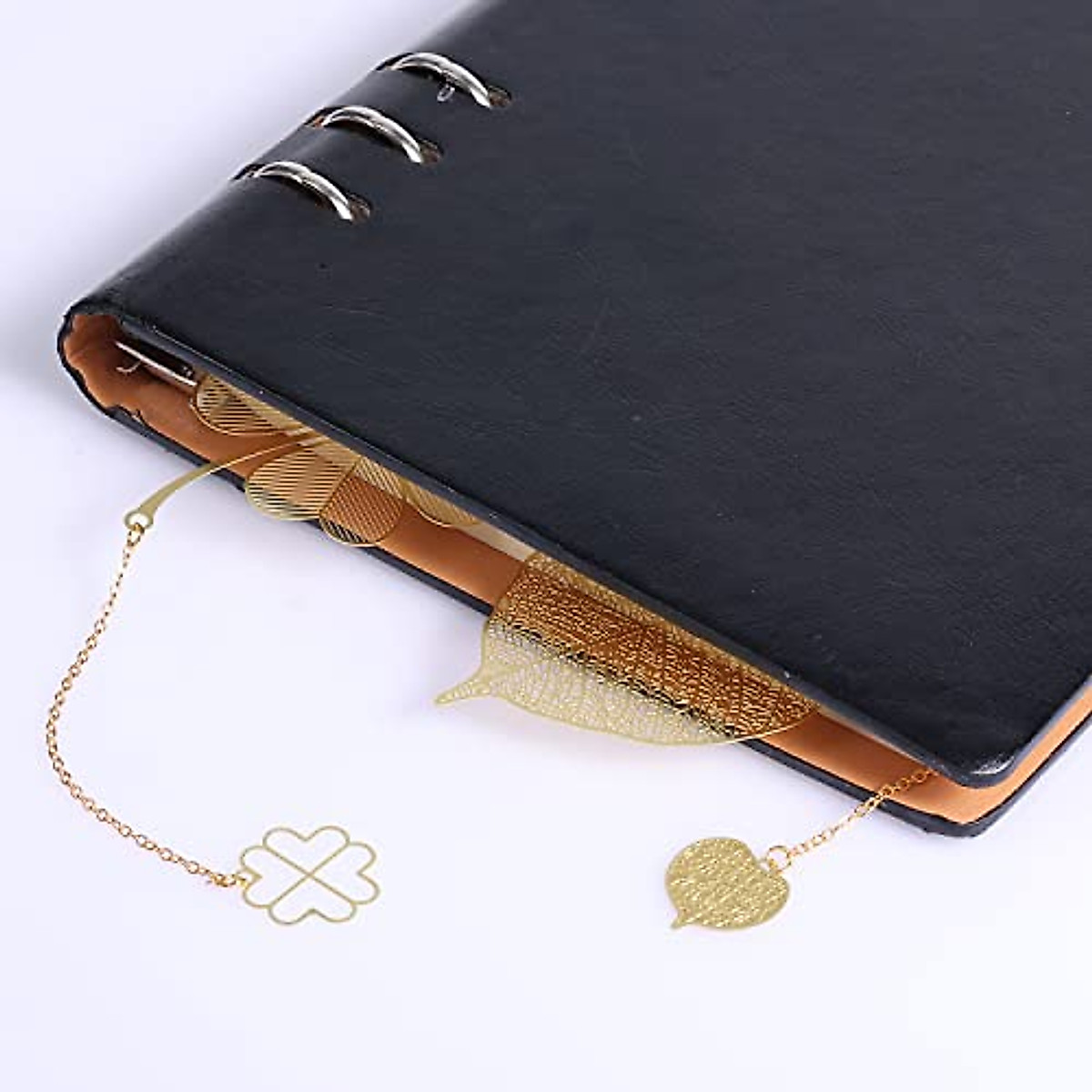6pcs Metal Leaf Bookmarks, Hollow Metal Bookmarks with Chain or Pendant Bookmarks Metal for Book Lovers Men Women