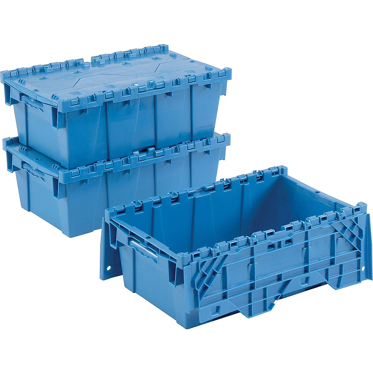 Global Industrial Distribution Container With Hinged Lid, 19-5/8x11-7/8x7, Blue