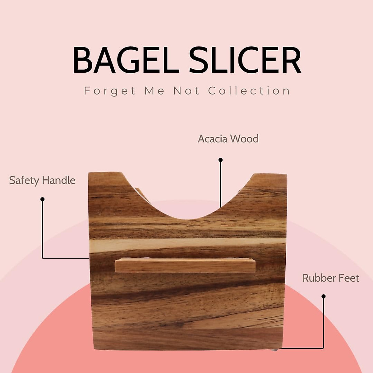Bagel Slicer for Small and Large Bagels | Intuitive Design, Acacia Wood Bagel Cutter Slicer | Bagel Guillotine Slicer with Bagel Holder | Easy to Clean and Food-Safe Finish