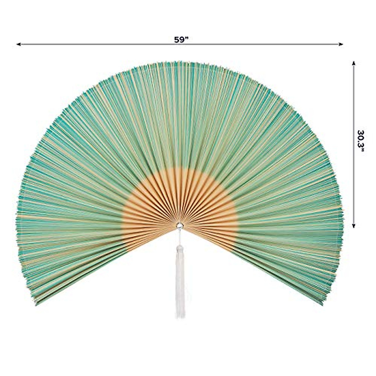 Artera Large 60" Bamboo Folding Wall Fan - Solid Red Plum Unpainted - Original Wall Fan (Two Tone- Blue)