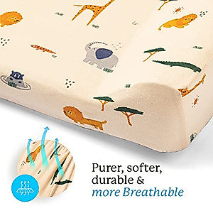 Premium Diaper Changing Pad Cover - Pack of 1 for Standard Baby Changing Table, 100% Organic Cotton, Universal Fit with Safety Slots - Changing Table Cover, Soft, Breathable & Stretchy