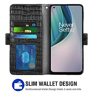 Asuwish Compatible with OnePlus Nord N10 5G Wallet Case with Tempered Glass Screen Protector and Flip Card Holder Stand Cell Phone Cover for One Plus N 10 G5 1 Plus 10N 1plus One+ 1+ N105G Women Black