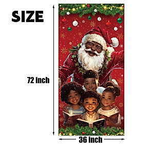 African American Christmas Door Cover Black Santa Claus Banner Black African American Christmas Decor Merry New year Xmas Decor Christmas Decorations for Home Party