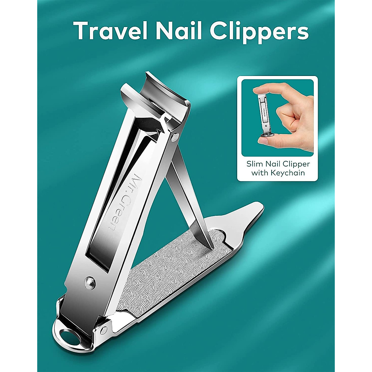 MR.GREEN Portable Nail ClippersMedical Grade Stainless Steel Foldable Nail Cutter Ultra Slim Travel Design
