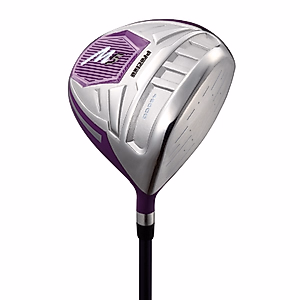 Precise M5 Ladies Womens Complete Right Handed Golf Clubs Set Includes Titanium Driver, S.S. Fairway, S.S. Hybrid, S.S. 5-PW Irons, Putter, Stand Bag, 3 H/C's Purple (Right Hand)