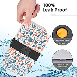 Cats Print Pattern Premium Bento Lunch Box, 2 Compartments Leakproof Lunch Box With Cutlery For Adults, Microwave & Dishwasher Safe