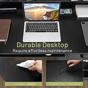 Tangkula Computer Desk with Drawer & Keyboard Tray, Modern Study Writing Desk with Desktop Hutch & Storage Shelves, Home Office Wooden PC Laptop Desk, Desk for Bedroom