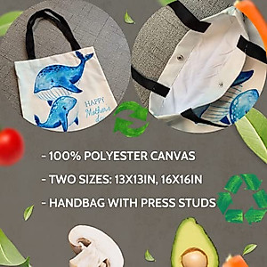 Three Shih Tzu Dogs And Cardinals Jean Pocket Tote Bag, Casual Handbag For Shih Tzu Dog Lover Gift, Grocery Bag For Woman