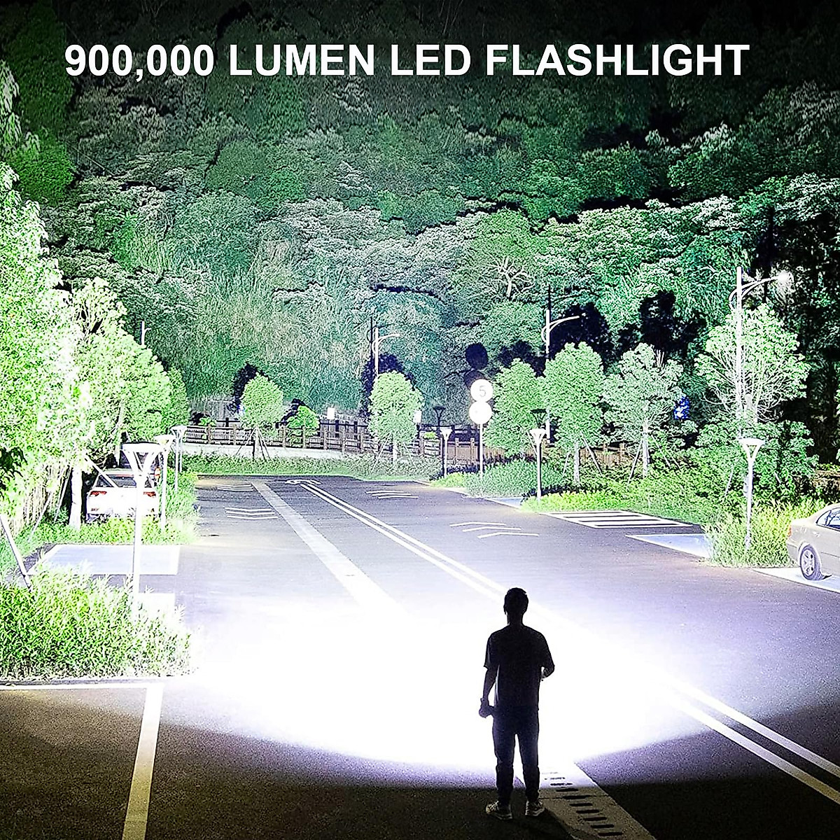 Lylting Rechargeable LED Flashlights High Lumens, 900000 Lumens Super Bright Flashlight with 5 Modes & Waterproof, Powerful Handheld Flashlight for Camping Emergencies