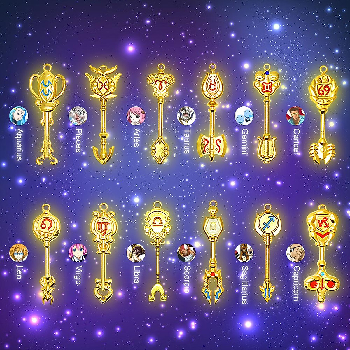 econoLED 25PCS Key Chain Celestial Spirit Gate Pendant Set Keychain for Children Kids Christmas Thanksgiving Day Birthday Gifts