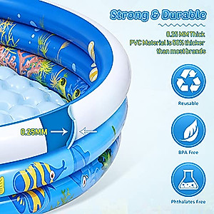 TOYANDONA Inflatable Kiddie Pool, Kids Outdoor Water Pool Inflatable Swimming Pool Summer Wading Pool for Kids Backyard Garden Indoor Ball Pit Pool (150x35cm)
