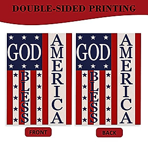 Covido God Bless America 4th of July Patriotic Garden Flag, Home Decorative American Memorial Day Yard USA Star Stripes Outside Decoration, Spring Summer Seasonal Outdoor Small Decor 12 x 18